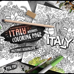 ITALY Digital Coloring Page/ Italian Adult Coloring/ Around the World ...