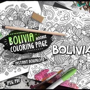 BOLIVIA Digital Coloring Page/ Latino Adult Coloring/ Latin - Etsy