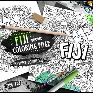FIJI Digital Coloring Page/ Oceania Island Country/ Culture - Etsy