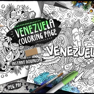 VENEZUELA Digital Coloring Page/ Latino Adult Coloring/ Latin - Etsy