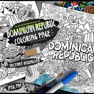 DOMINICAN REPUBLIC Digital Coloring Page/ Travel Adult - Etsy