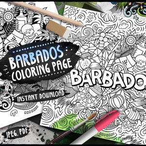 BARBADOS Digital Coloring Page/ Travel Adult Coloring/ - Etsy