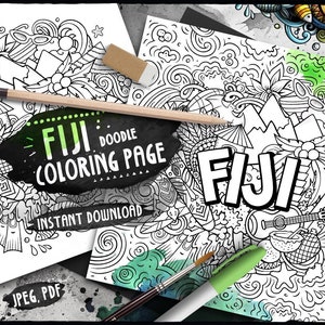 FIJI Digital Coloring Page/ Oceania Island Country/ Culture Adult ...