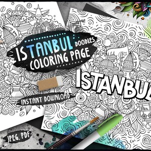 ISTANBUL Digital Coloring Page/ Turkish Adult Coloring/ Around - Etsy