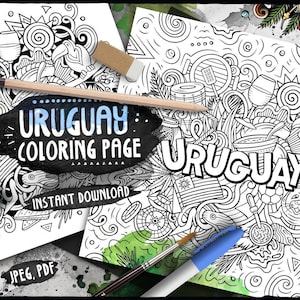 URUGUAY Digital Coloring Page/ Latino Adult Coloring/ Latin American ...