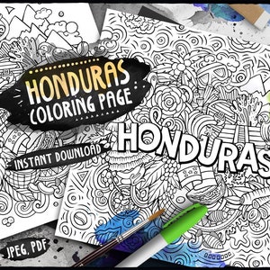 HONDURAS Digital Coloring Page/ Honduran Culture Travel Adult Coloring ...