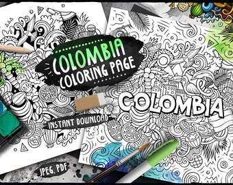 Colombia Coloring Page - Etsy