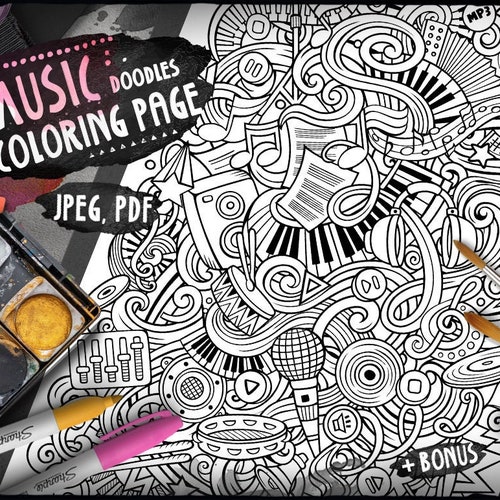 Music Mandala PDF Coloring Page - Etsy