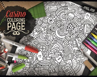 Casino Coloring Page - Etsy Finland
