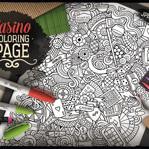 CASINO Digital Coloring Page Gambling Doodle Adult Coloring - Etsy Ireland