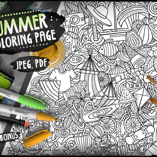 SPRING Digital Coloring Page Season Doodle Adult Coloring - Etsy