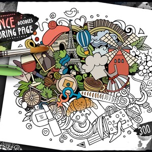 FRANCE Digital Coloring Page/ French Adult Coloring/ Around the World ...
