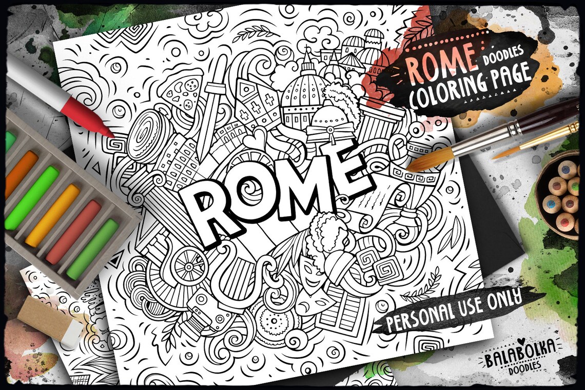 ROME Digital Coloring Page/ Italian Adult Coloring/ Around the - Etsy