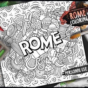 ROME Digital Coloring Page/ Italian Adult Coloring/ Around the World ...