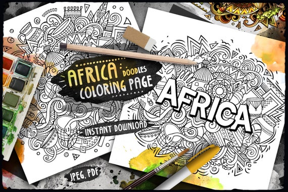 AFRICA Digital Coloring Page/ African Adult Coloring/ Around | Etsy