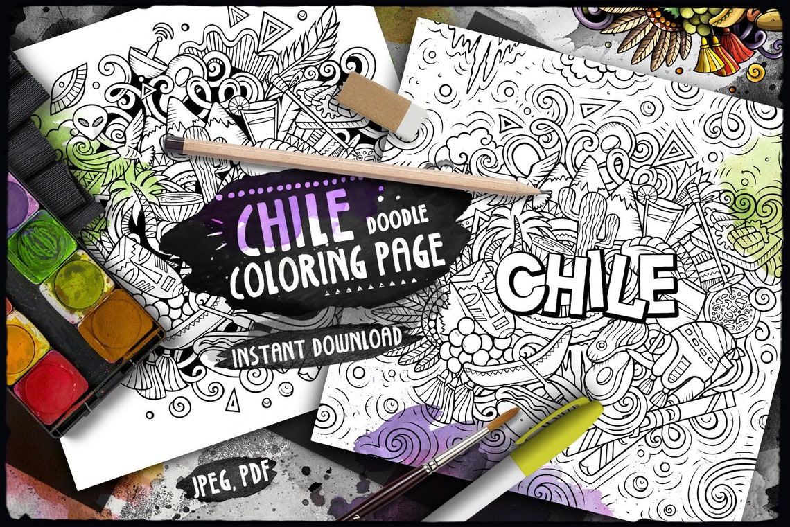 CHILE Digital Coloring Page/ Latino Adult Coloring/ Latin American ...