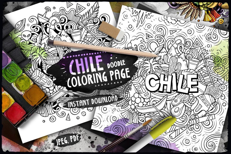 CHILE Digital Coloring Page/ Latino Adult Coloring/ Latin American ...