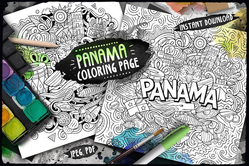 PANAMA Digital Coloring Page/ Panamanian Travel Adult Coloring/ Central ...