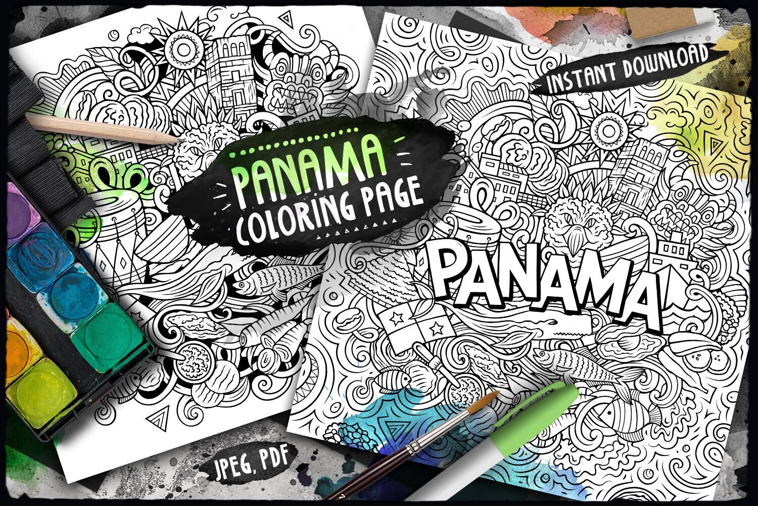 PANAMA Digital Coloring Page/ Panamanian Travel Adult Coloring/ Central ...