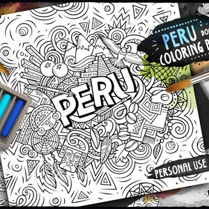 PERU Digital Coloring Page/ Latino Adult Coloring/ Latin American ...