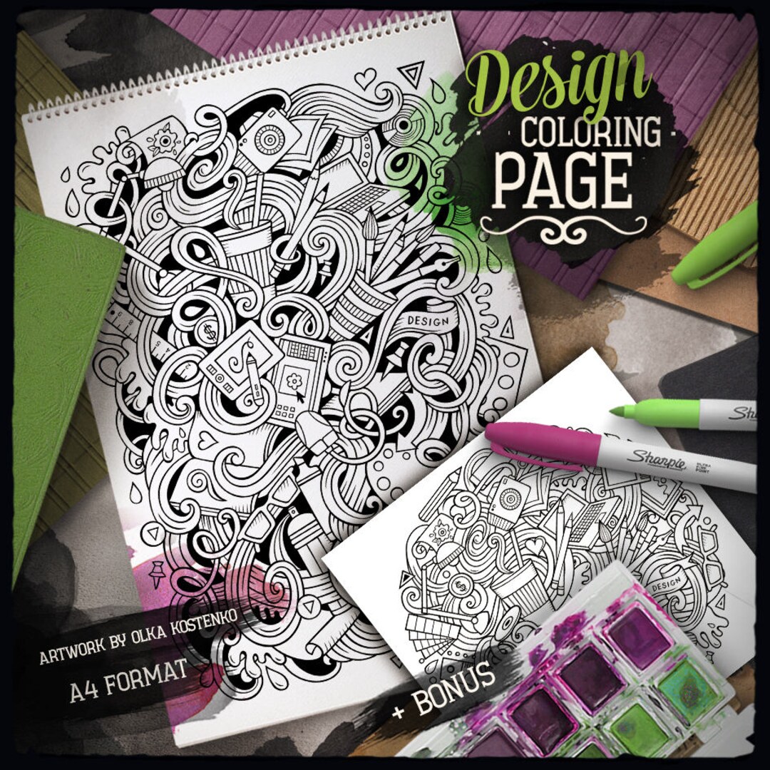 DESIGN Digital Coloring Page, Designer Doodle Adult Coloring Book ...