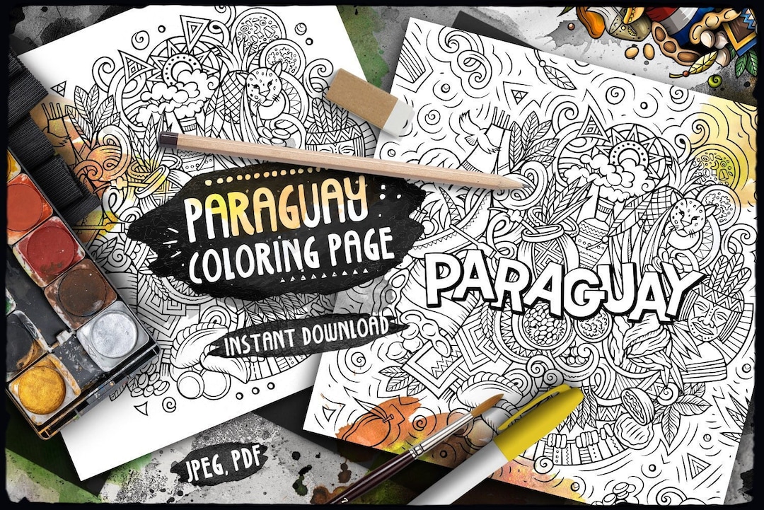 PARAGUAY Digital Coloring Page/ South America Adult Coloring/ Latin ...