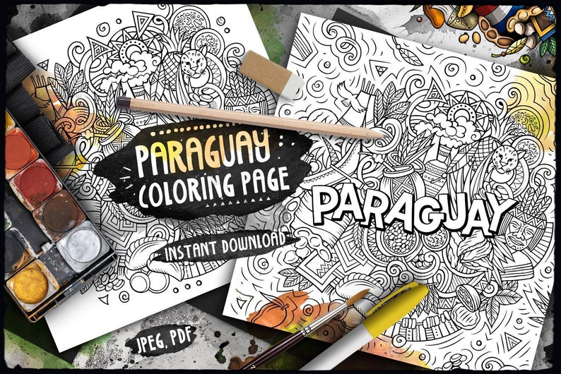 PARAGUAY Digital Coloring Page/ South America Adult Coloring/ Latin ...