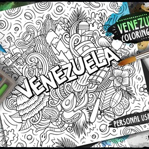 VENEZUELA Digital Coloring Page/ Latino Adult Coloring/ Latin American ...