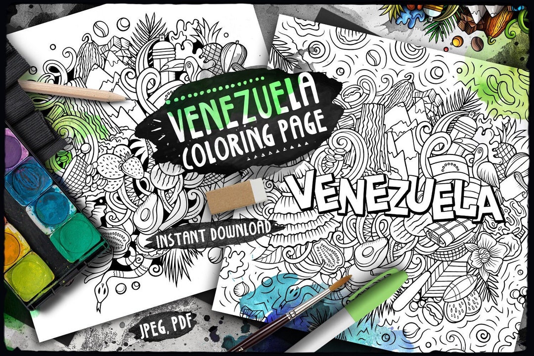 VENEZUELA Digital Coloring Page/ Latino Adult Coloring/ Latin American ...