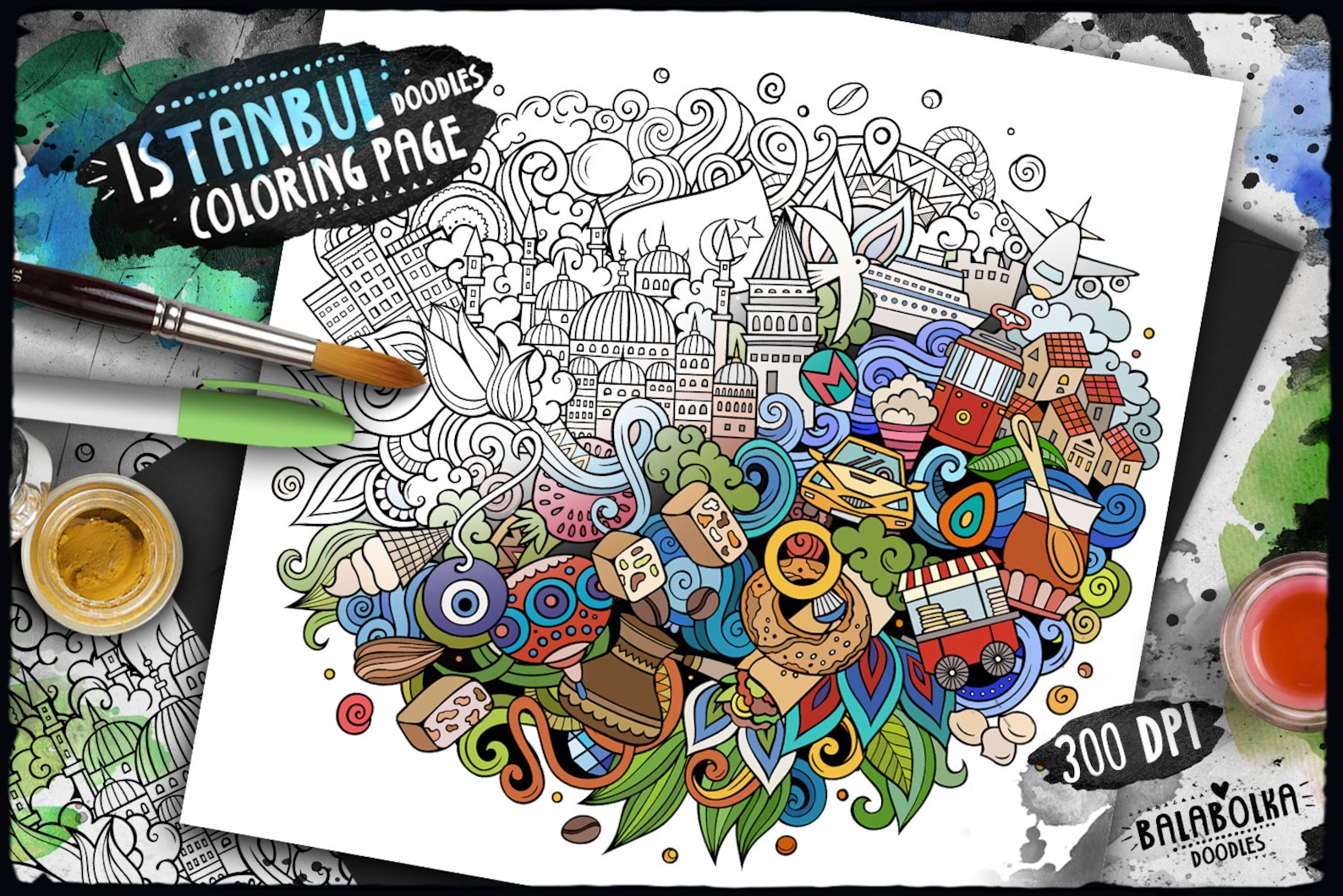 ISTANBUL Digital Coloring Page/ Turkish Adult Coloring/ Around the ...