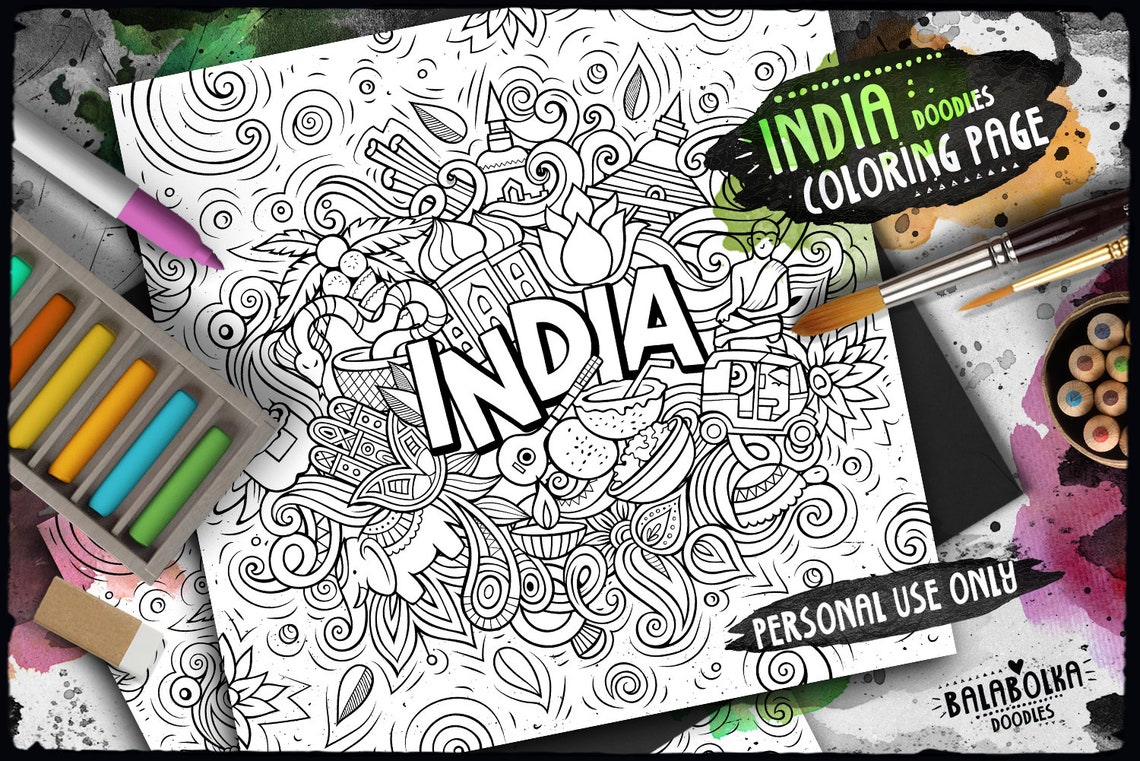 INDIA Digital Coloring Page/ Indian Adult Coloring/ Around the World ...