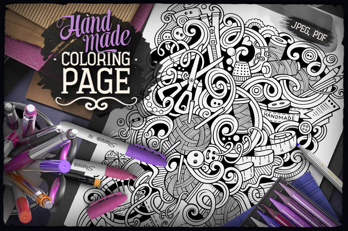 HANDMADE Digital Coloring Page Adult Coloring Hand Made - Etsy