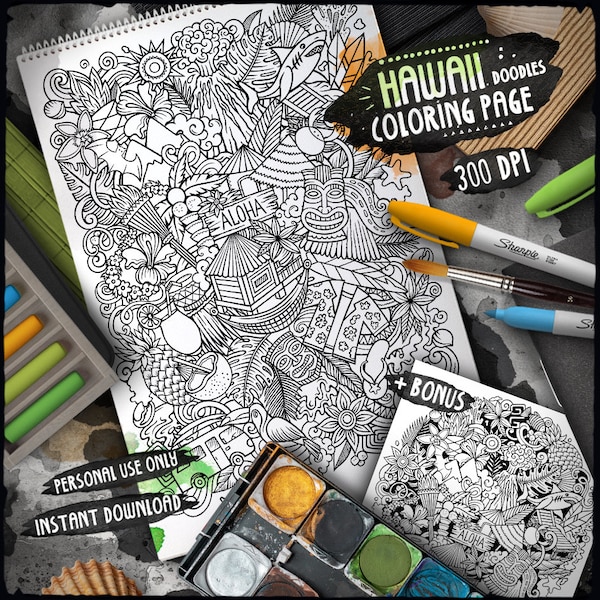 Hawaiian Coloring - Etsy