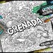 GRENADA Digital Coloring Page/ Grenadian Cartoon Doodle Adult Funny ...