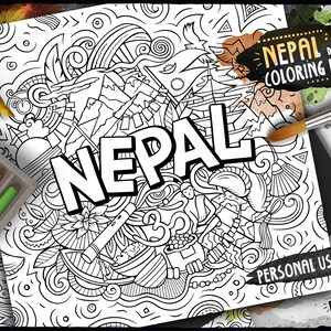 NEPAL Digital Coloring Page/ Indian Culture Adult Coloring/ Asian ...