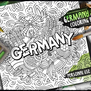 GERMANY Digital Coloring Page/ German Adult Coloring/ Around the World ...