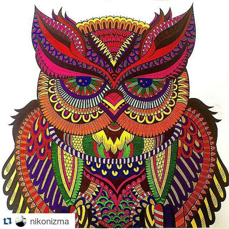 OWL COLORING PAGE - Adult Coloring - Printable Coloring Book - Coloring ...