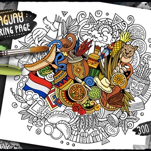 PARAGUAY Digital Coloring Page/ South America Adult Coloring/ Latin ...
