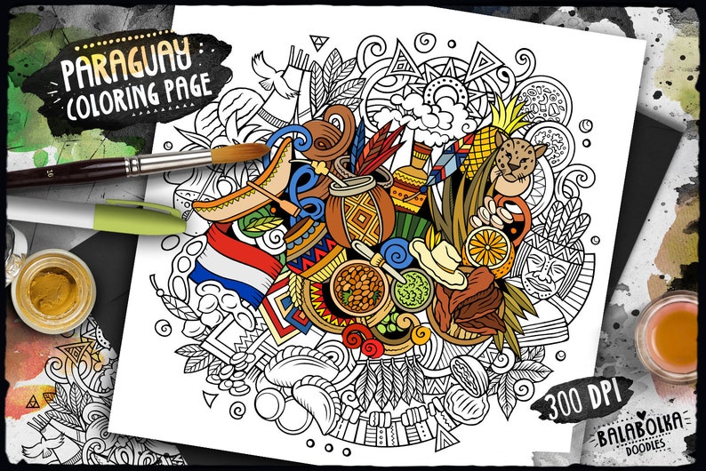PARAGUAY Digital Coloring Page/ South America Adult Coloring/ Latin ...
