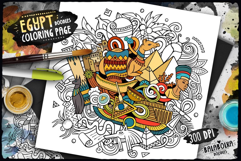 EGYPT Digital Coloring Page/ Egyptian Culture Art/ Travel - Etsy