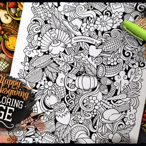 8 Happy Thanksgiving Digital Coloring Pages, Adult Coloring, Give ...