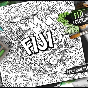 FIJI Digital Coloring Page/ Oceania Island Country/ Culture Adult ...