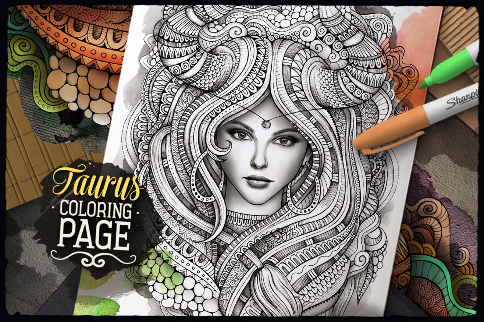 TAURUS Zodiac Adult Coloring Page Zodiac Sign Coloring Book | Etsy