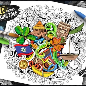 BELIZE Digital Coloring Page/ Belize Culture Travel Adult Coloring ...