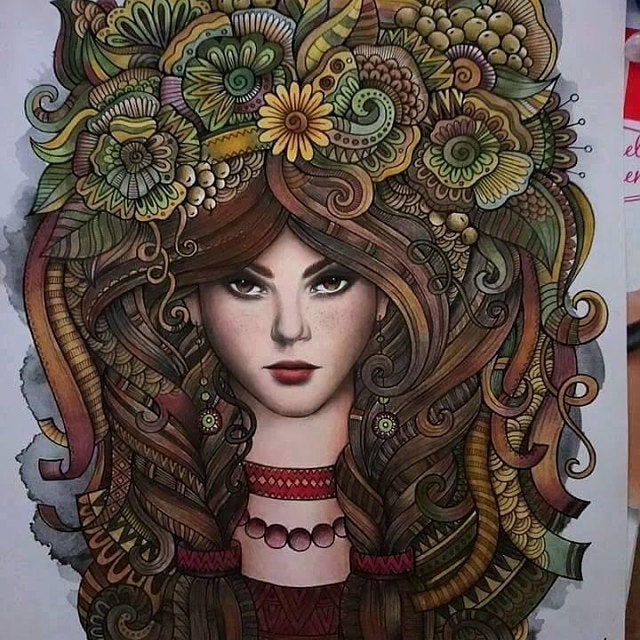 Ukrainian Girl COLORING PAGE, Ethnic Girl Portrait, Ukraine Art, Women ...