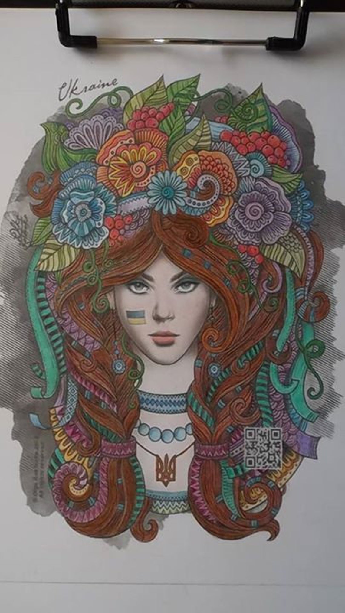 Ukrainian Girl COLORING PAGE, Ethnic Girl Portrait, Ukraine Art, Women ...