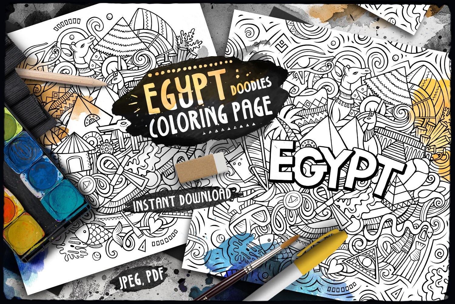 EGYPT Digital Coloring Page/ Egyptian Culture Art/ Travel - Etsy