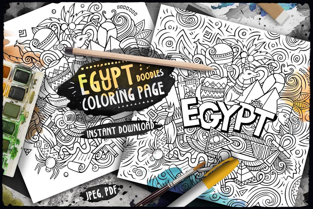 EGYPT Digital Coloring Page/ Egyptian Culture Art/ Travel Adult ...