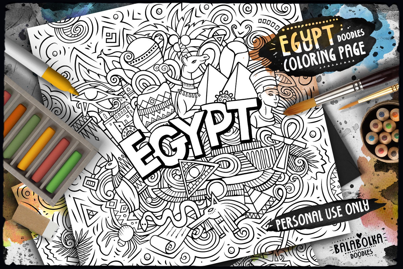 EGYPT Digital Coloring Page/ Egyptian Culture Art/ Travel - Etsy