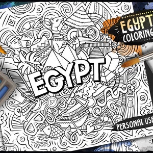 EGYPT Digital Coloring Page/ Egyptian Culture Art/ Travel Adult ...